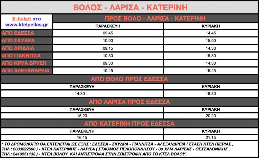 ΝΕΟ ΔΡΟΜΟΛΟΓΙΟ! - ΚΤΕΛ Ν. ΠΕΛΛΑΣ