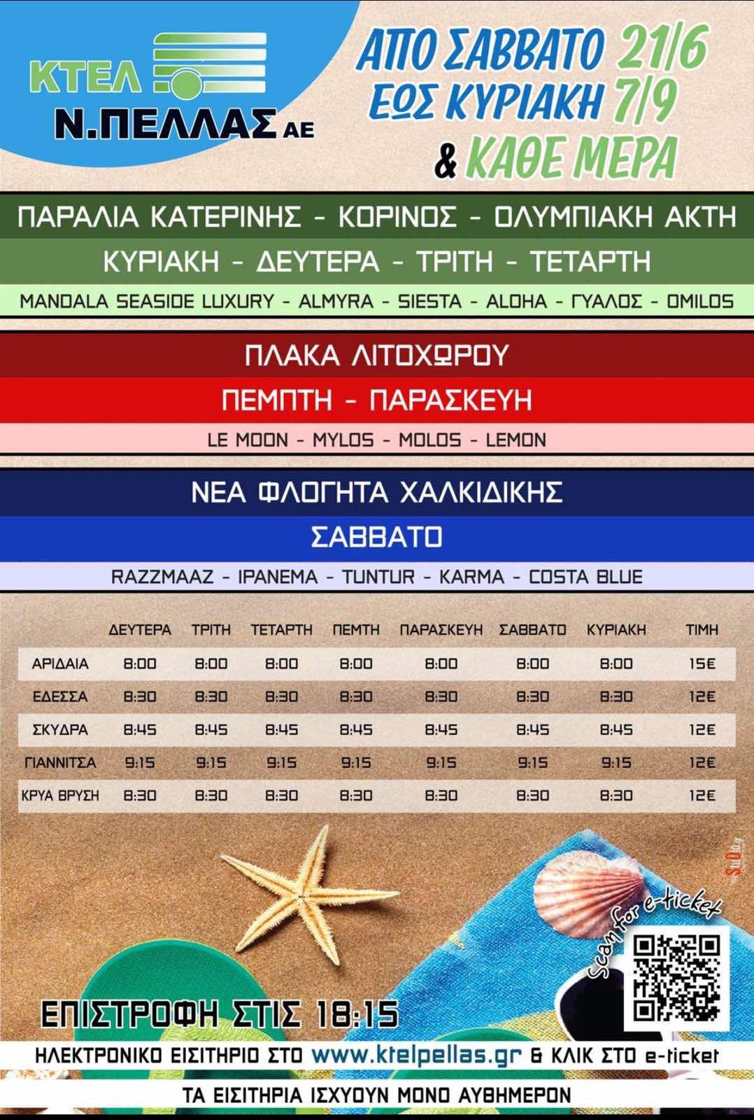 ΘΕΡΙΝΑ ΔΡΟΜΟΛΟΓΙΑ - ΚΤΕΛ Ν. ΠΕΛΛΑΣ